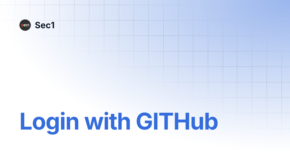 Login with GITHub | Sec1